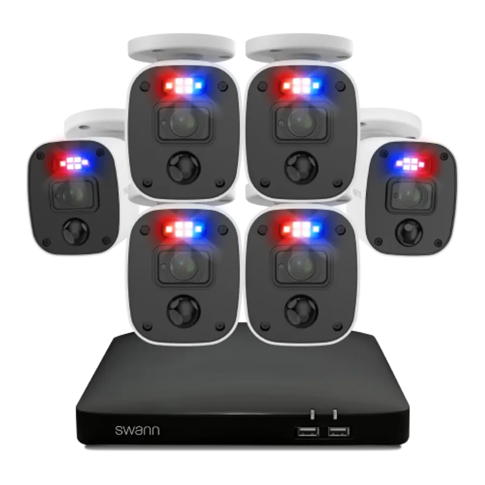 SWANN Home 8 Channel 2K DVR 1TB HDD Security System with Mic (4/6 Came ...
