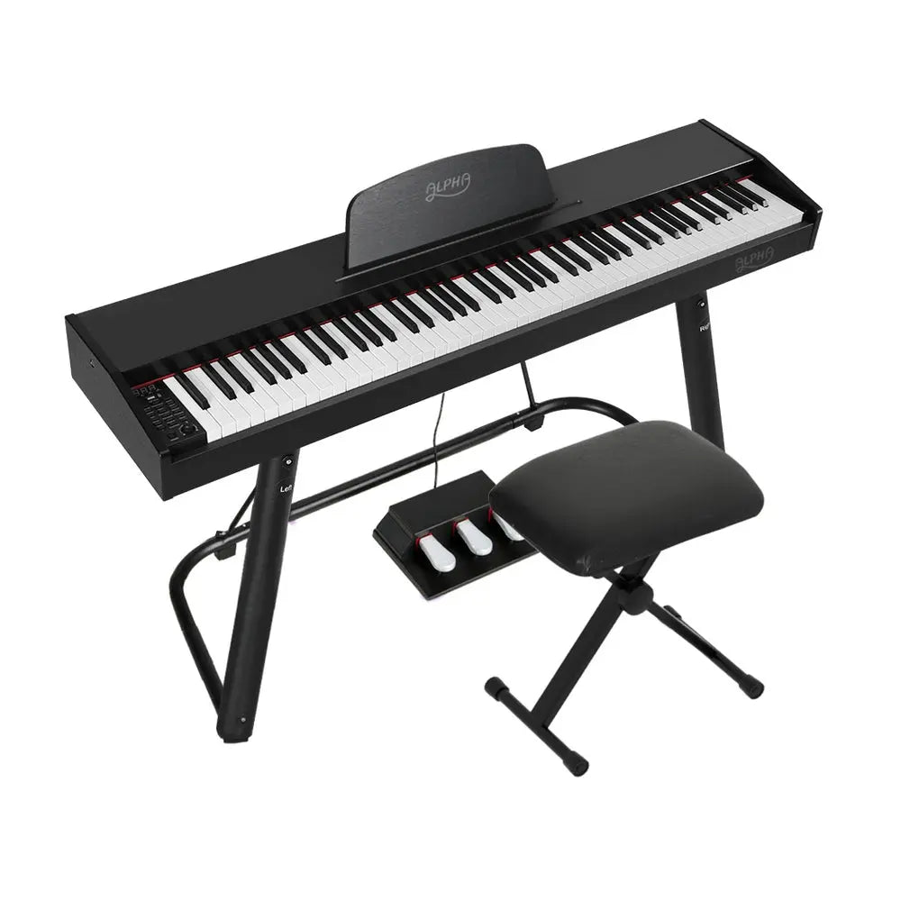 ALPHA 88 Keys Electronic Piano Keyboard Digital Electric w/ Stand Stoo ...